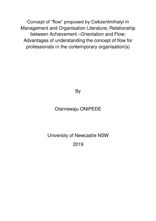 (DOC) What is meant by the concept of “flow”, first proposed by ...