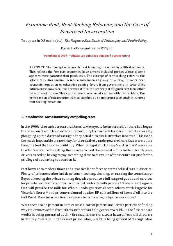 (PDF) Economic Rent, Rent-Seeking Behavior, and the Case of Privatized ...