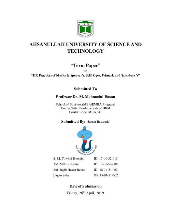 (PDF) Term Paper on Fundamentals of HRM
