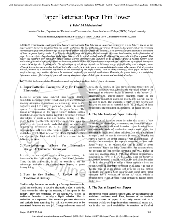 (PDF) Paper batteries
