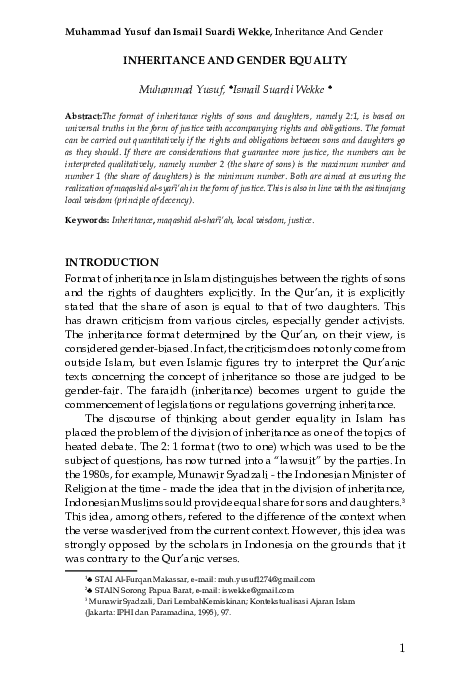 (PDF) Inheritance and Gender Equality
