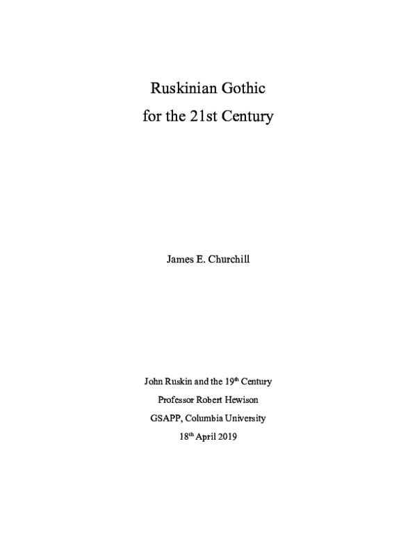 (PDF) Ruskinian Gothic for the 21st Century