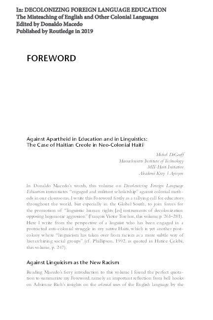 (PDF) Against Apartheid in Education and in Linguistics: The Case of ...