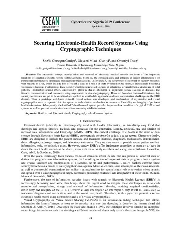 (PDF) Securing Electronic Health Record System Using Cryptographic ...
