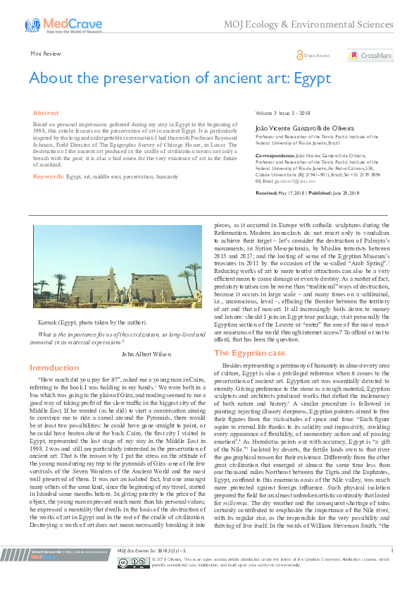 (PDF) About the preservation of ancient art: Egypt