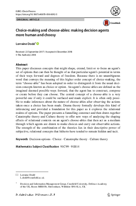 (PDF) Choice-making and choose-ables: making decision agents more human ...