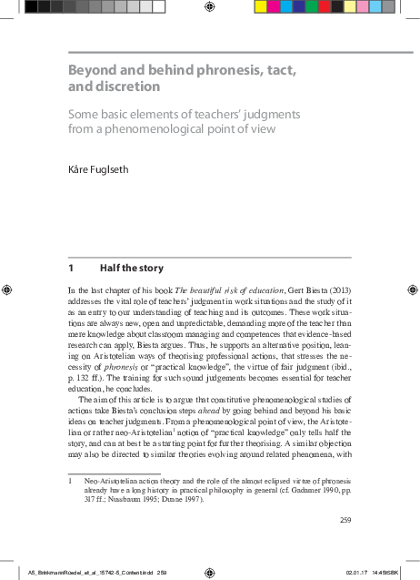 (PDF) Beyond and behind phronesis, tact, and discretion. Some basic ...