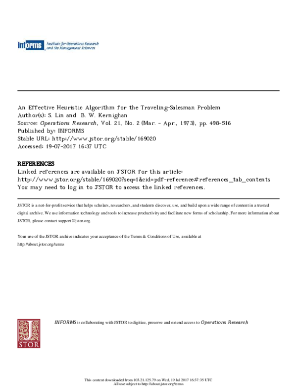(PDF) An Effective Heuristic Algorithm for the Traveling-Salesman Problem