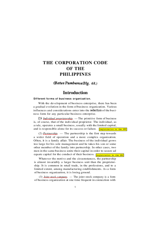 (PDF) THE CORPORATION CODE OF THE PHILIPPINES