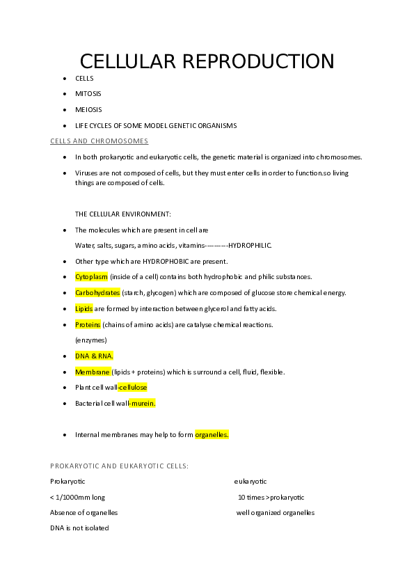 CELLULAR REPRODUCTION