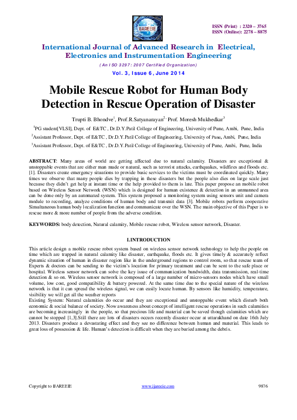 (PDF) Mobile Rescue Robot for Human Body Detection in Rescue Operation ...