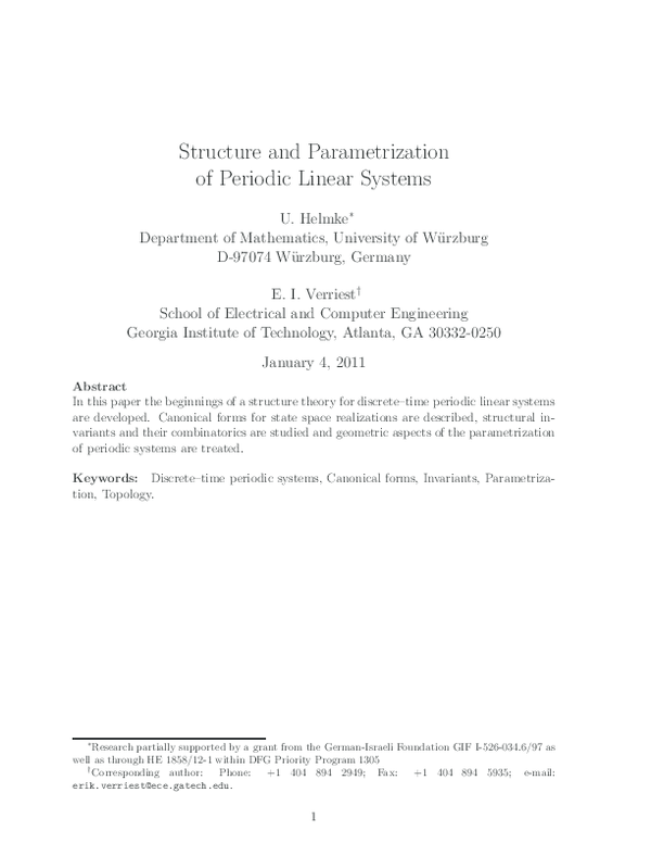 (PDF) Structure and Parametrization of Periodic Linear Systems