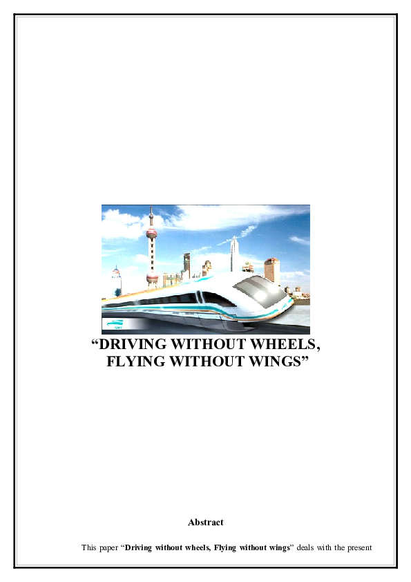 (PDF) "DRIVING WITHOUT WHEELS, FLYING WITHOUT WINGS" Abstract This ...