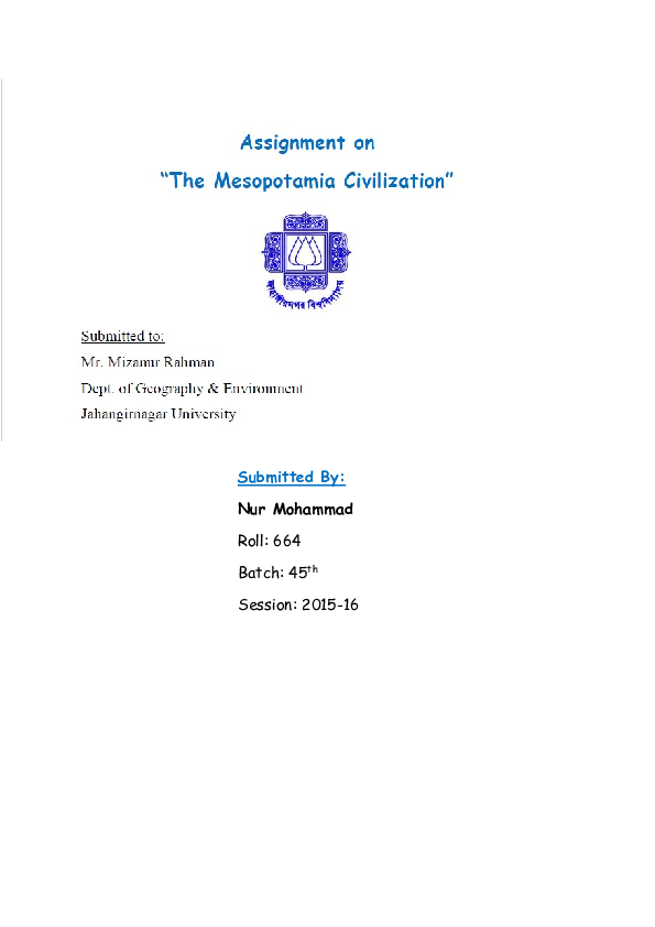 (PDF) The Mesopotamia Civilization