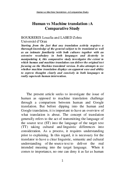 (DOC) Human vs Machine translation A Comparative Study