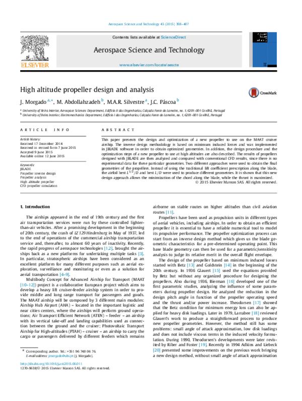 (PDF) High altitude propeller design and analysis