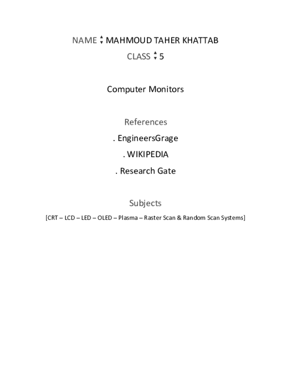 (DOC) Computer monitors