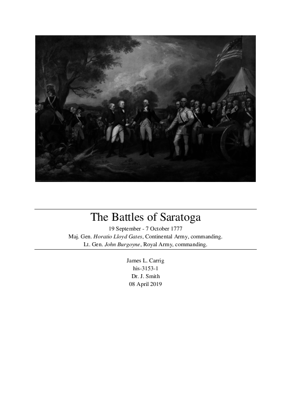 (DOC) The Battles of Saratoga