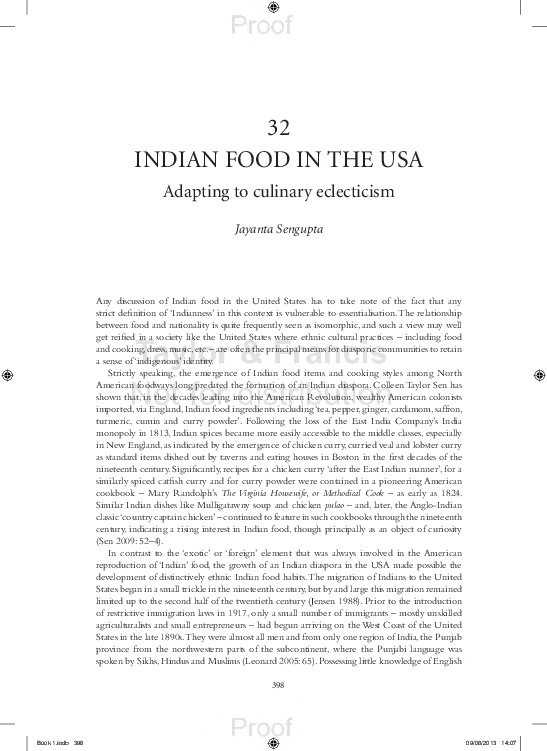 (PDF) ‘Indian Food in the United States: Adapting to Culinary ...