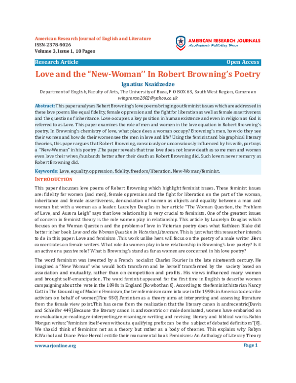 (PDF) Love and the “New-Woman’’ In Robert Browning’s Poetry