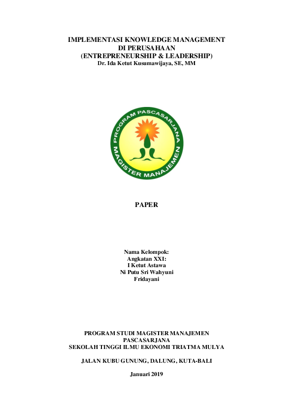 (PDF) TUGAS PAPER KNOWLEDGE MANAGEMENT