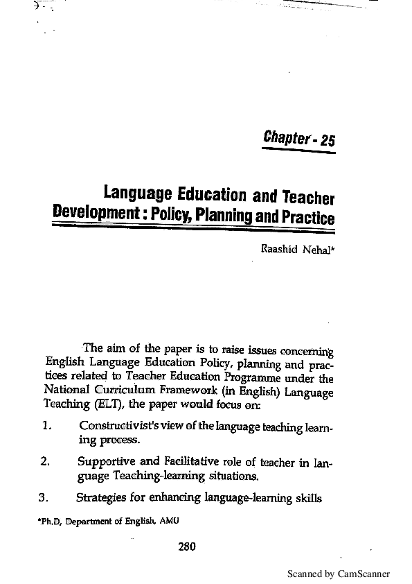 (PDF) Language Education and Teacher Development: Policy,Planning and Practice