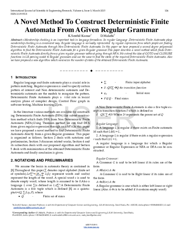 finite automata to regular grammar