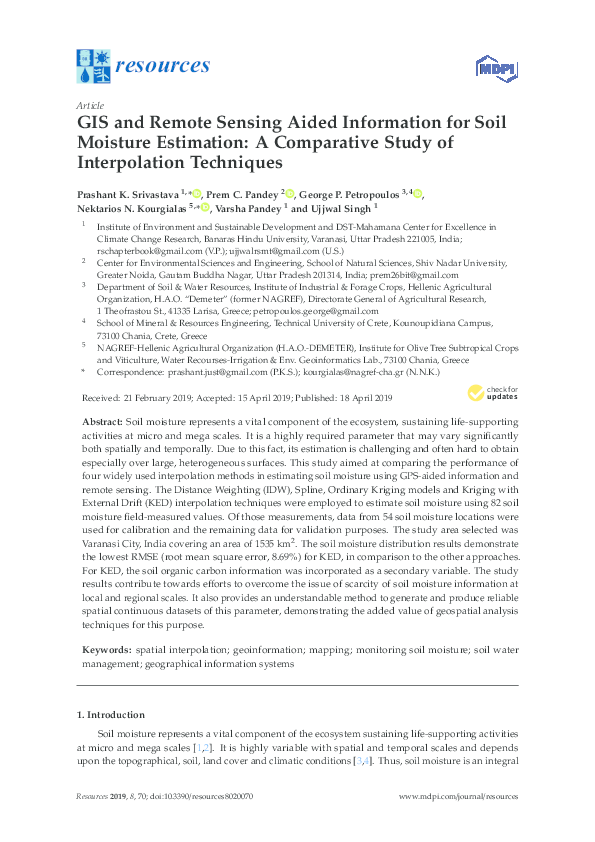 (PDF) GIS and Remote Sensing Aided Information for Soil Moisture Estimation: A Comparative Study ...