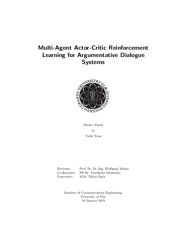 Pdf Multi Agent Actor Critic Reinforcement Learning For Argumentative