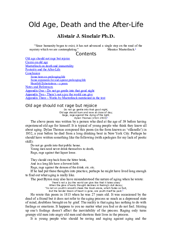 (DOC) Old Age, Death and the After Life