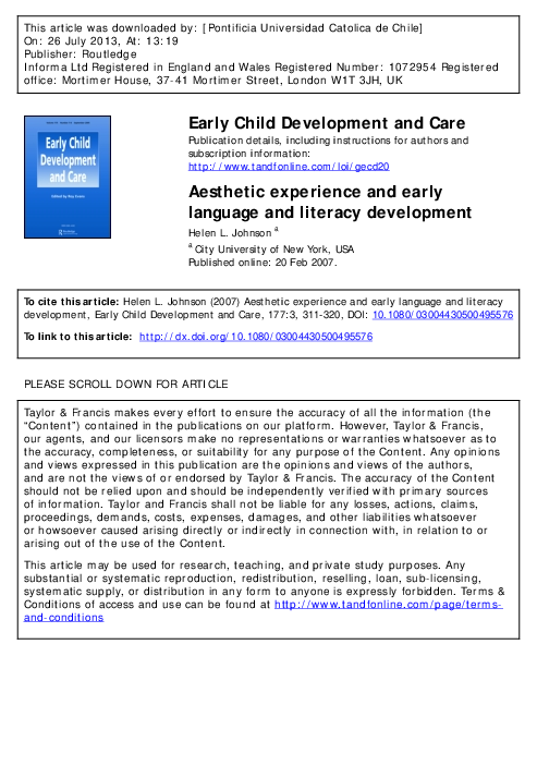 (PDF) Early Child Development and Care Aesthetic experience and early ...