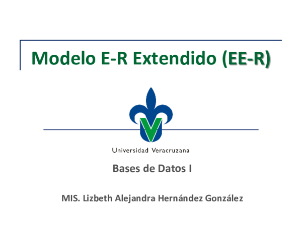 (PDF) Modelo E-R Extendido (EE-R) Bases de Datos I