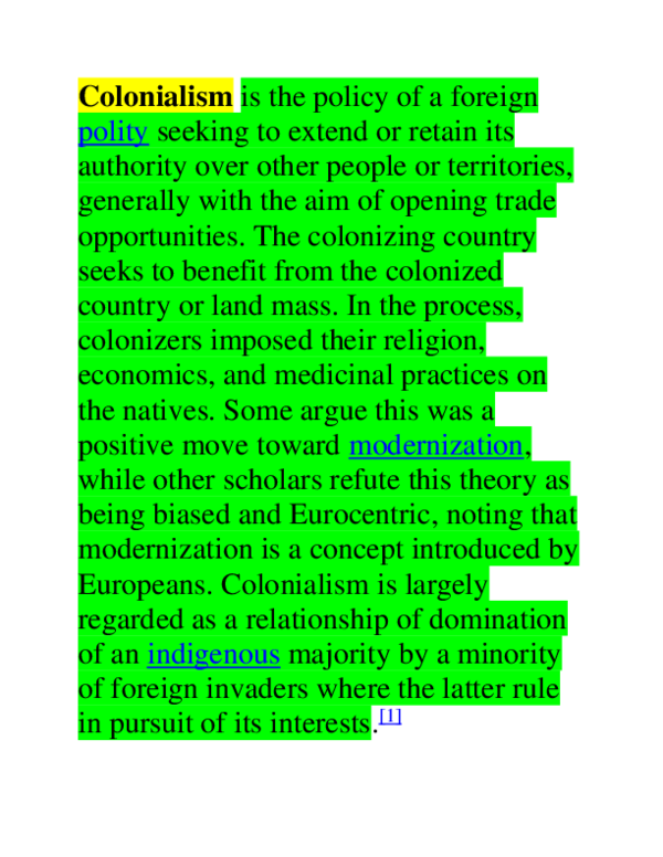 (DOC) COLONIALISM