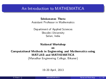 (PDF) An Introduction to MATHEMATICA