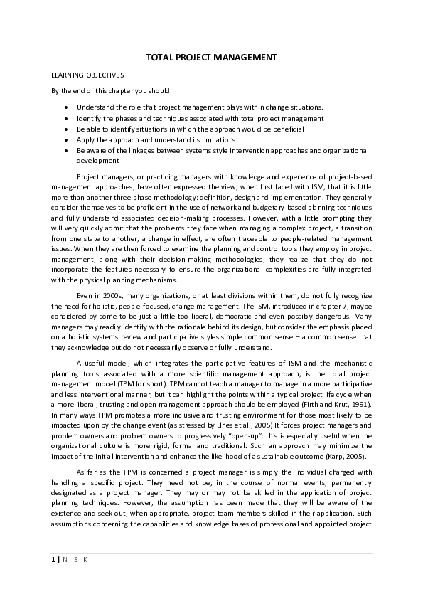 (DOC) TOTAL PROJECT MANAGEMENT