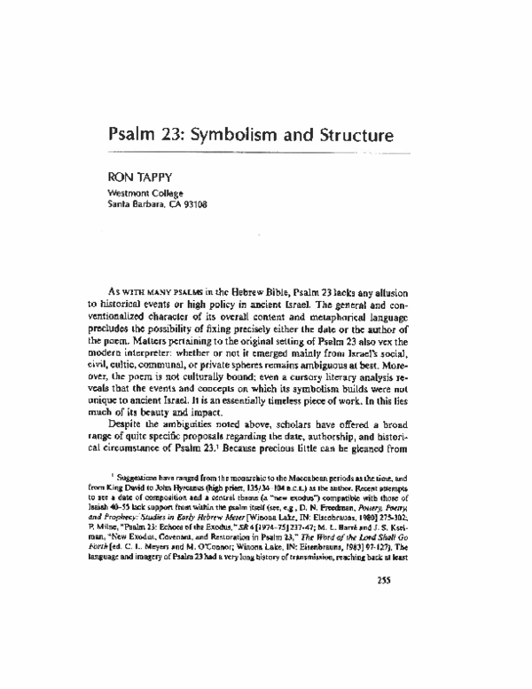 (PDF) Psalm 23: Symbolism and Structure