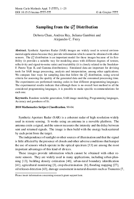 (PDF) Sampling from the G 0 I Distribution | Debora Chan - Academia.edu