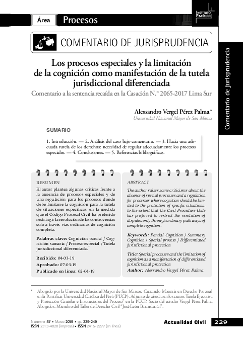 (PDF) Los procesos especiales y la limitación de la cognición como ...