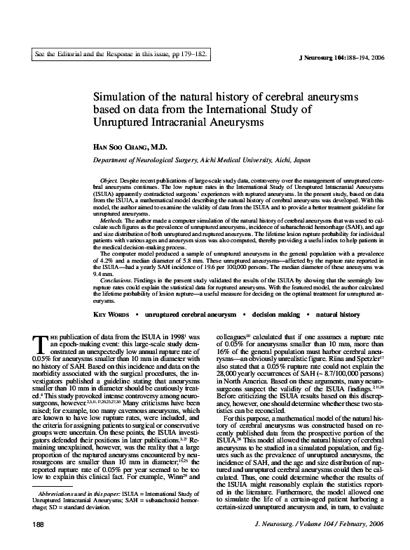 (PDF) International Study of Unruptured Intracranial Aneurysms ISUIA