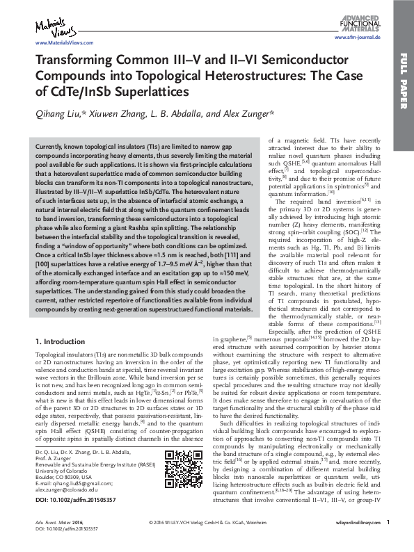 (PDF) Transforming Common III-V and II-VI Semiconductor Compounds into Topological ...