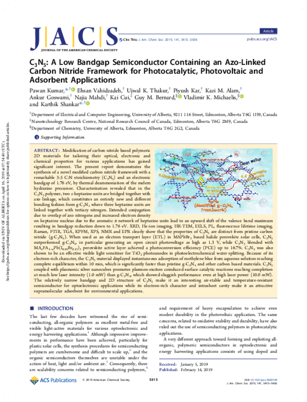 (PDF) C3N5: A Low Bandgap Semiconductor Containing an Azo-Linked Carbon ...