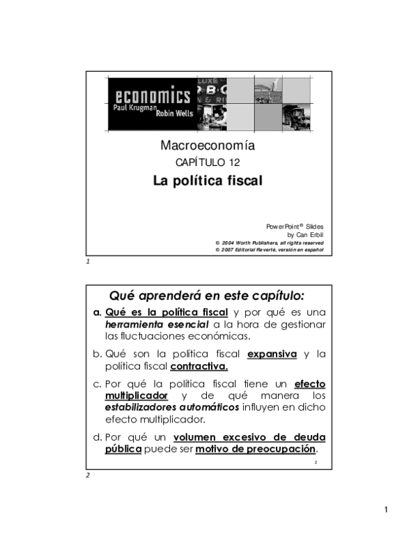 (PDF) La política fiscal PowerPoint ® Slides by Can Erbil