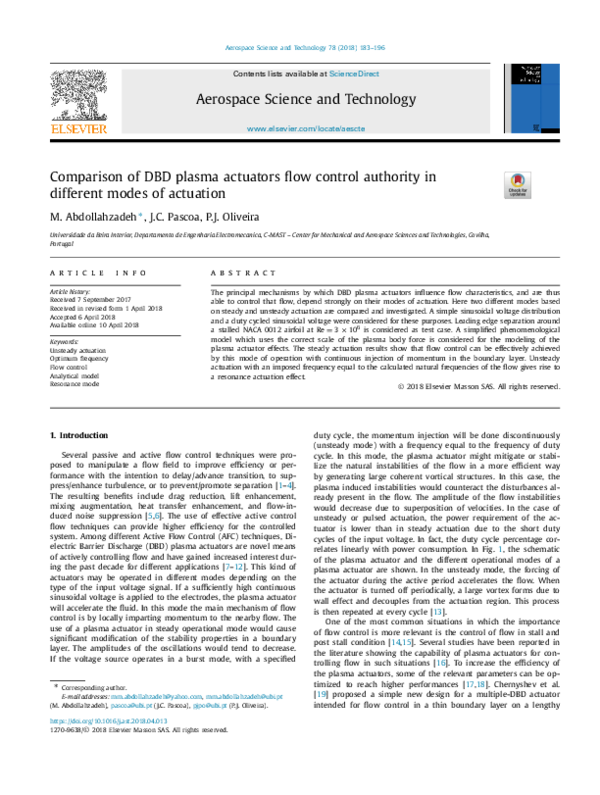 (PDF) Comparison of DBD plasma actuators flow control authority in different modes of actuation