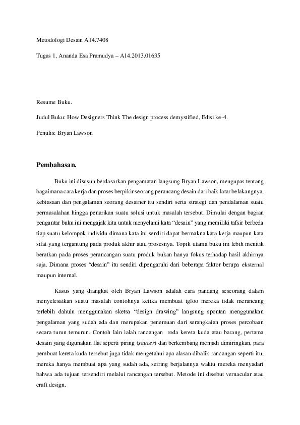 (DOC) Metodologi Desain - How Designers Think, Bryan Lawson
