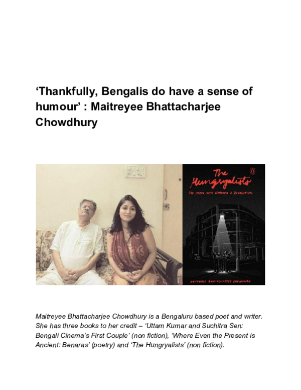 (PDF) 'Thankfully, Bengalis do have a sense of humour' : Maitreyee ...