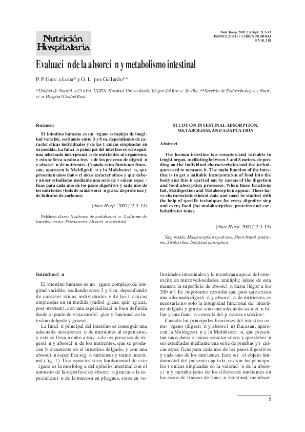 (PDF) Evaluación de la absorción y metabolismo intestinal