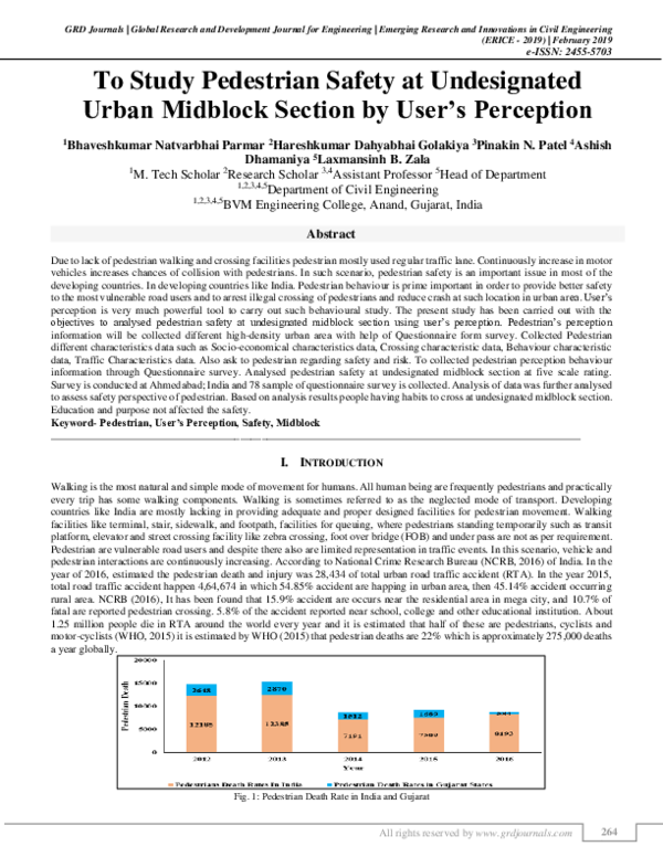 (PDF) To Study Pedestrian Safety at Undesignated Urban Midblock Section by User’s Perception