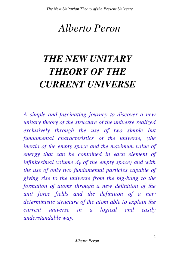 (PDF) THE NEW UNITARY THEORY OF THE CURRENT UNIVERSE