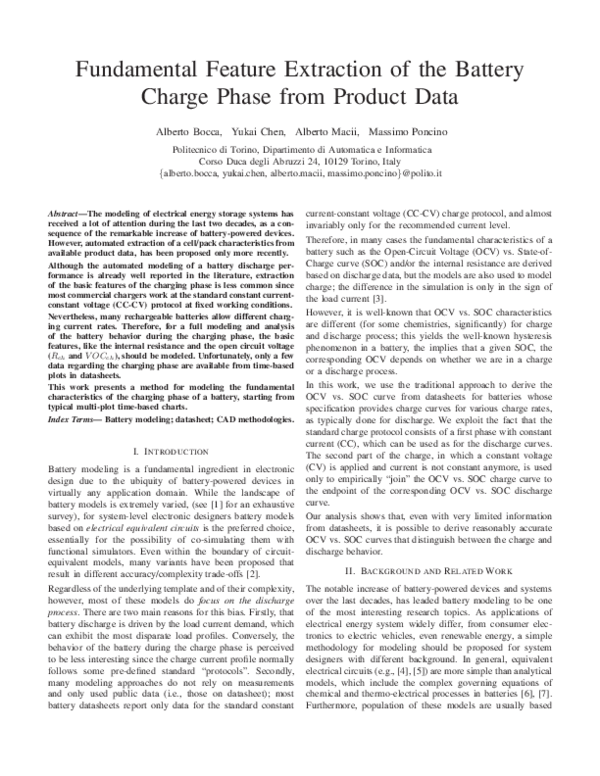 (PDF) Fundamental Feature Extraction of the Battery Charge Phase from ...