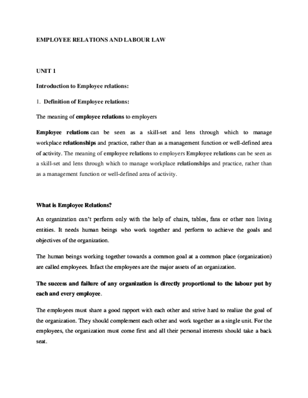 (DOC) EMPLOYEE RELATIONS AND LABOUR LAW (1)